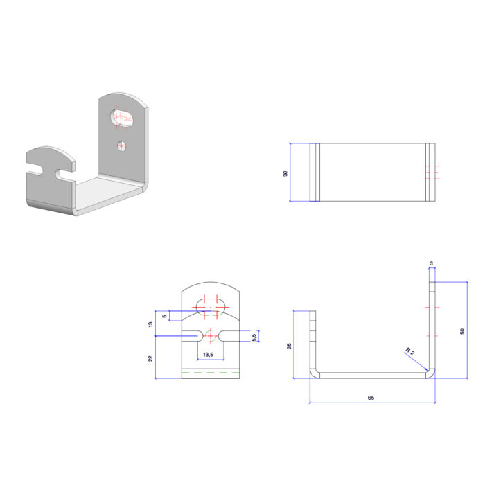 Mobilane Partner Portal | Technical drawing Uni Bracket